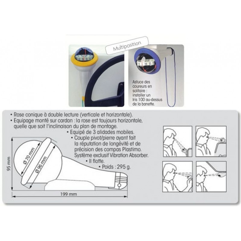 COMPAS DE ROUTE ET DE RELEVEMENT IRIS 100 JAUNE