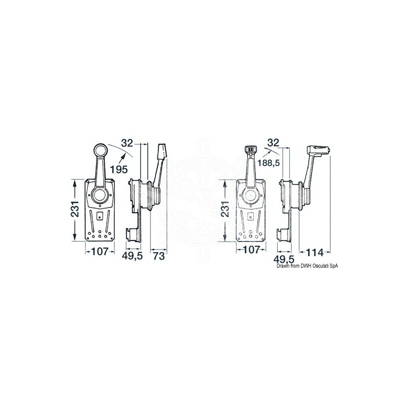 ULTRAFLEX B184 mono-lever remote control for outboard motors
