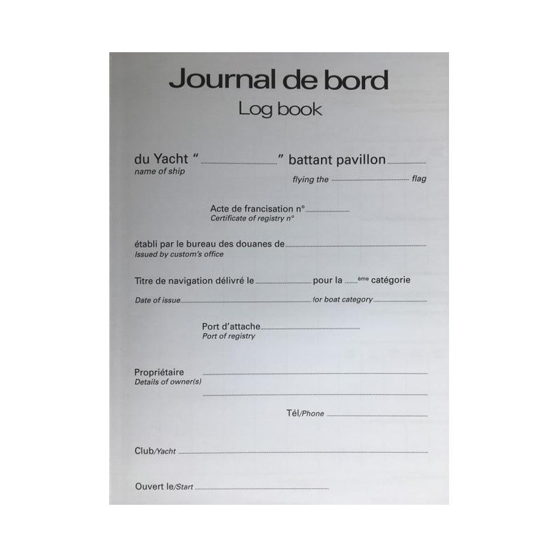 journal de bord pour bateau moteur et voilier
